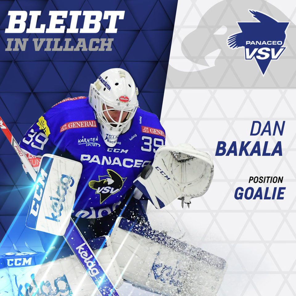 EC PANACEO VSV verlängert mit Goalie Dan Bakala, Nico Brunner und Adis ...